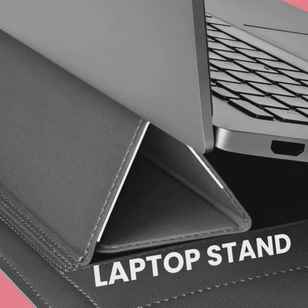 3-in-1 Laptop Sleeve with Stand, Vegan Leather | Chemistors